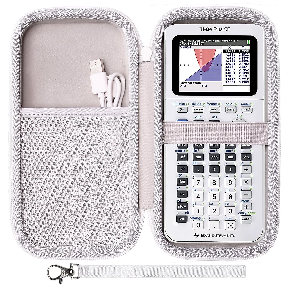 LTGEM EVA Hard Case Compatible with Texas Instruments TI-84 Plus CE/TI-84 Plus/TI-Nspire CX II CAS/TI-Nspire CX II/TI-83 Plus/TI-89 Titanium/TI-85 / TI-88 Color Graphing Calculator, White