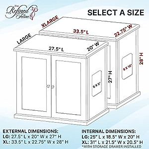 THE REFINED FELINE Cat Litter Box Enclosure Cabinet, Cottage, White, Adjustable Levelers, Large, Hidden Litter Cat Furniture with Drawer
