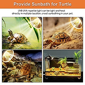 Pilarmuture 2PCS 75W Reptile Heat Lamp, UVA UVB Full Spectrum Reptile Turtle Heating Lamp Bulbs E27 Sunbathe Heat Lamp Basking Bulb for Reptile Amphibian Turtle Lizard (with 2Pcs Coconut Tree)