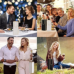 24 Pcs Wine Gift Bags for Wine Bottles Elegant White and Black Wine Gift Bags with Metallic Gold Foil Print Kraft Wine Gift Bags with Attractive Gold Rope Handles for Wedding Bottle