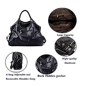 Cayla Women Tote Handbag shinestone Ladies Purse Crossbody Shoulder Bag top handle Hobo Satchel bag, Black, Large