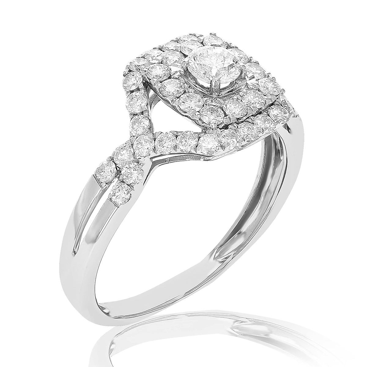 Vir Jewels 1 cttw Diamond Criss-Cross Wedding Engagement Ring 14K White Gold Square Bridal Size 7