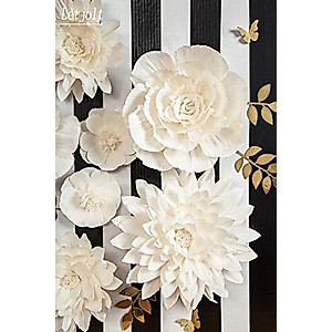 Letjolt White Paper Flowers Handcrafted Dahlia Spring Party Birthday Party Modern Wedding Backdrop Wall Decor Baby Shower Bridal Shower (White 8Pcs)
