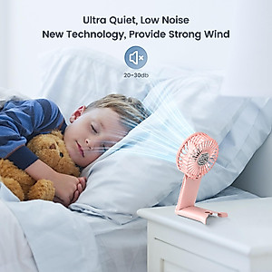 2024 Upgrade Handheld Portable Fan Longer Lasting Max 20Hrs Working Time, 4 Speeds Strong Wind USB Rechargeable Personal Mini Fan Desk Fan for Girls Women Kids Traveling Outdoor Office-Pink