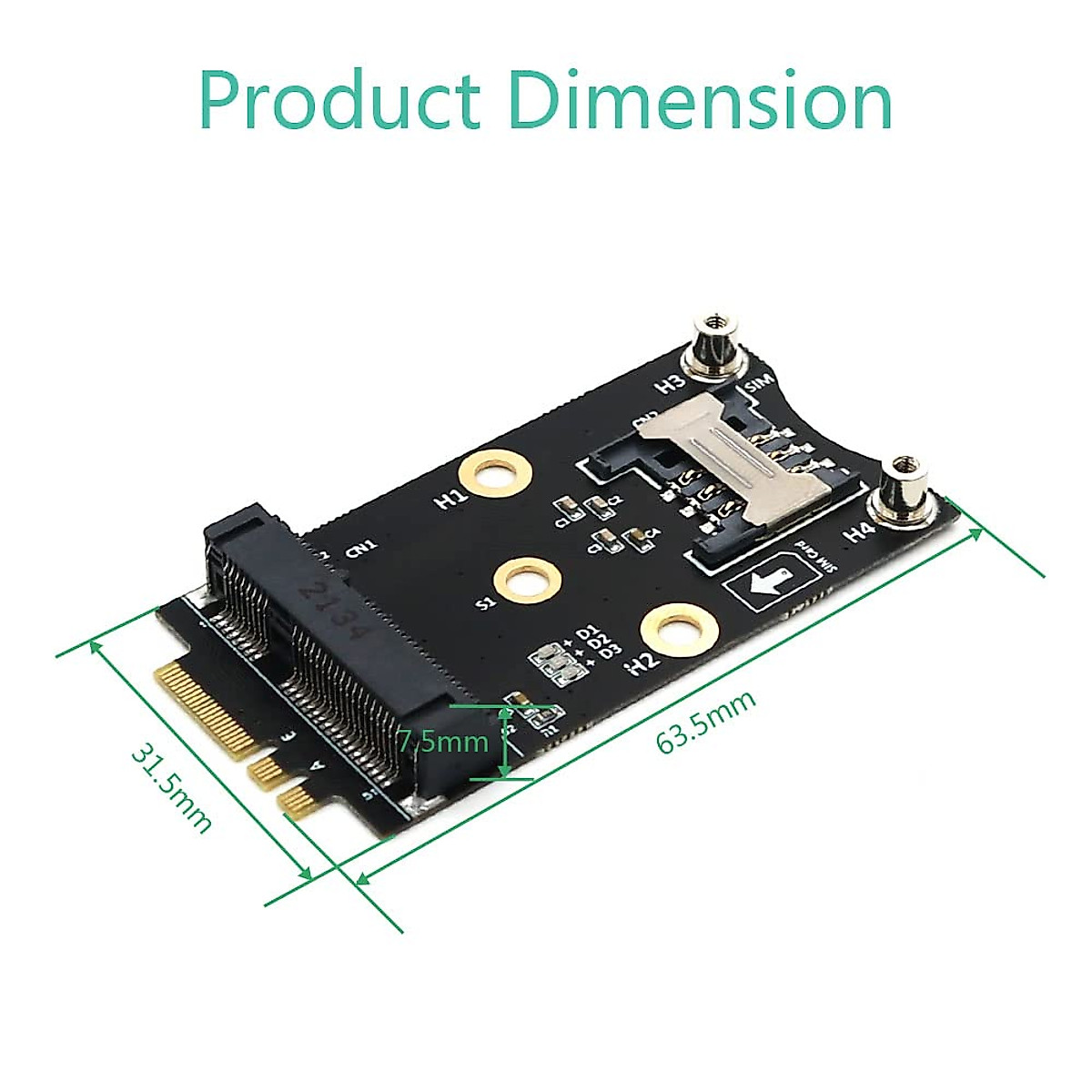 Mini PCI-E to M.2(NGFF) Key A/E Adapter with SIM Card Slot