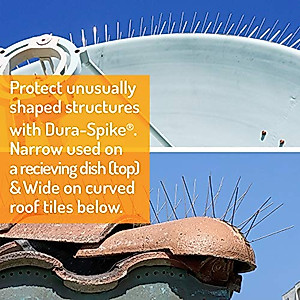 Bird Barrier Dura-Spike Stainless Steel Bird Spikes | Metal Pin Strips for Ledge, Roof, Pipe - Adhesive Included - Xtra Wide (8 in) 25 Ft. Length