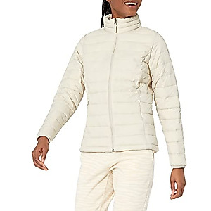 Amazon Essentials Women's Lightweight Long-Sleeve Water-Resistant Puffer Jacket (Available in Plus Size), Stone, Large