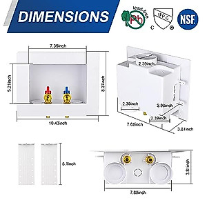 EFIELD Double Drain1/2 Inch PEX Crimp Connection x 3/4 Inch MHT Washing Machine Outlet Box, Pex Crimp Box