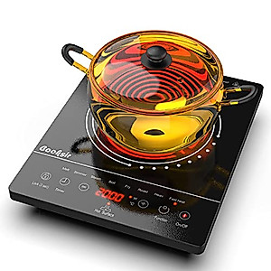 Cooksir Single Burner Electric Cooktop, Portable One Burner Electric Stove, 1800W Small Infrared Electric Burner with Child Safety Lock, Timer, Overheat Protection, Touch Control, 110V-120V Plug in