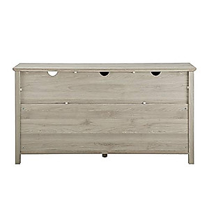 Walker Edison Modern Wood Grooved Buffet Sideboard with Open Storage-Entryway Serving Storage Cabinet Doors-Dining Room Console, 58 Inch, Birch