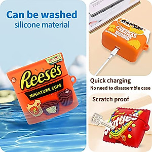 3Pack WQNIDE for Airpods 3rd Generation Case, Funny Food Goldfish Rainbow Candy Chocolate Protective Cover, Kawaii Cartoon Soft Silicone Design for Women Men Girls Apple AirPod 3 Cases with Keychain