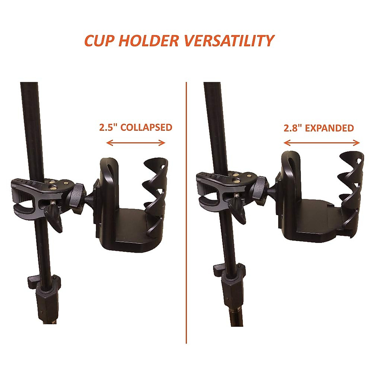 Crescendo CR-25 Drink Bottle Holder - Cup Caddy - Water, Other Beverage - Mount Clamp Accessory for Mic Stand, Handle Bar, Pole, Music or Microphone Boom Stand