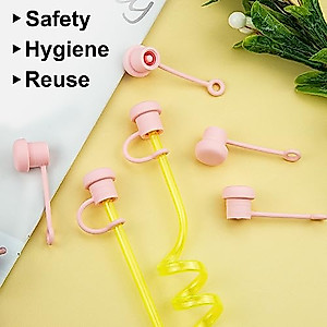 6 PCS Straw Covers Compatible with Stanley Tumbler Cups All OZ, Silicone Drinking Straw Cover Cap for Stanley Cup Accessories, Reusable Straw Protector for 6-10 mm Straw, Dust Proof Straw Topper