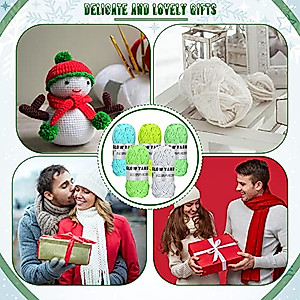 5 Rolls Glow in The Dark Yarn Luminous Crochet Yarn for Halloween Crocheting DIY Knitting Glow Fingering Weight Yarn for Arts Crafts Sewing Thread Party Supplies, 54.7 yd Per Roll (Classic Color)