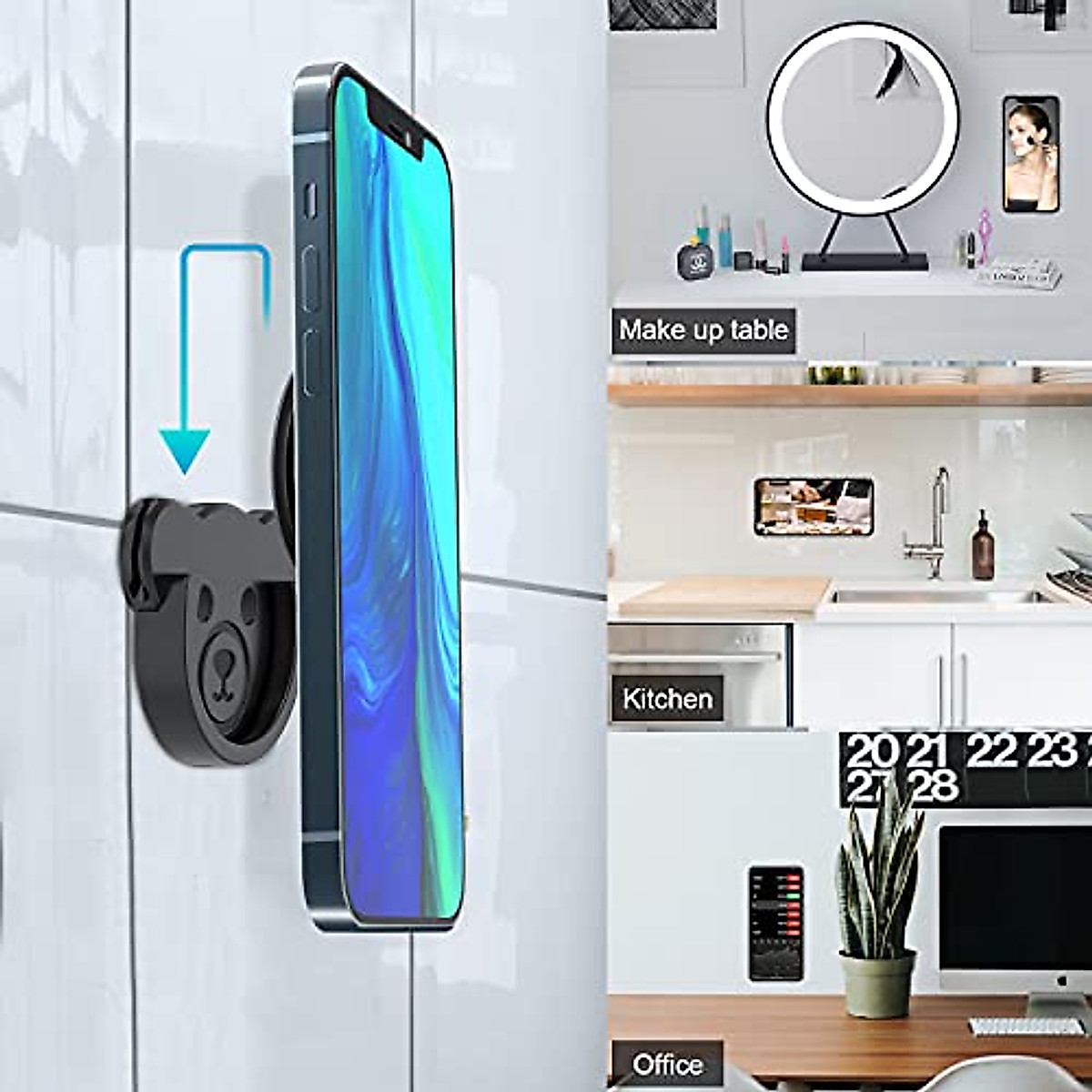 TOPGO Socket Car Mount for Phone Holder Cute Bear Style Silicone Grip Stand with Phone line Clasp for Collapsible Socket User Used on Dashboard, Home, Office, Kitchen, Desk, Wall (Black) 3 Pack