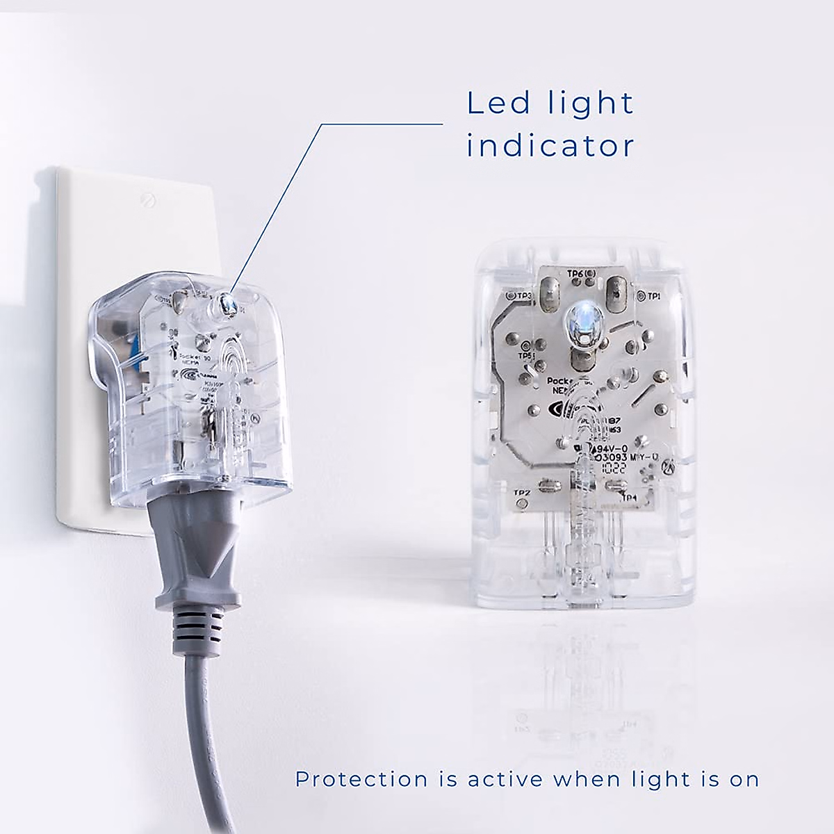 Clamper Single Outlet Surge Protector Right Angle & Space Saving, 1800 Joules, 1875W, for TV, PC ...