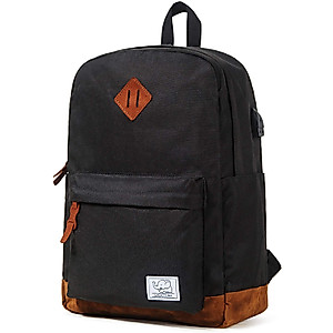 LACATTURA College Backpack, Lightweight Laptop Book Bag, Black
