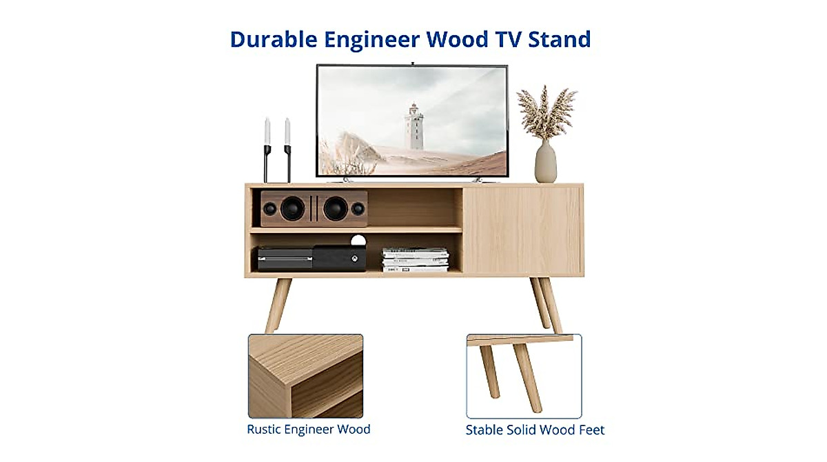 Cozy Castle 50 Inch TV Stand - Stylish Oak Console