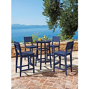 Homenjoy Patio Bar Stools Set of 2, HDPE Weather Resistant Tall Adirondack Chair, Heavy Duty Bar Height Adirondack Chairs with Footrest, 27.8 inch High Balcony Chair for Deck Pool, Navy