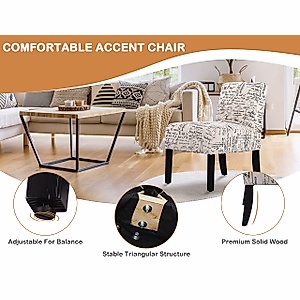 Armless Accent Chair, Living Room Chair, Small Chair for Bedroom, Accent Chairs for Living Room Office, Small Modern Armless Accent Chair, Side Chair, Bedroom Chairs with Thick Sponge Cushion white