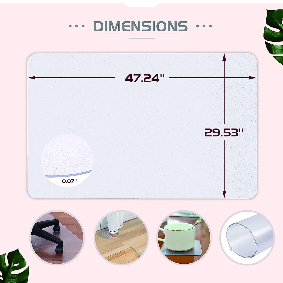 NbHnJs Home&Office Clear Chair Mat for Hardwood Floor or Carpet, PVC Material Transparent Protection Desk Mat for Rolling Chair (30" X 48" Rectangle)