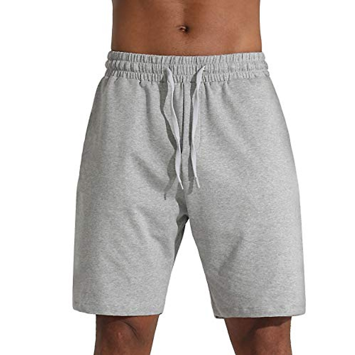 Men's Lounge Shorts with Deep Pockets Loose-fit Cotton Jersey Shorts for Running,Workout,Training, Basketball (605 Grey, Small)