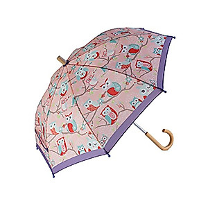 OAKI Double Layer Waterproof Kids Umbrellas with Windproof, UV Protection and C-Shaped Kid’s Easy Hold Handle (Perched Owls)
