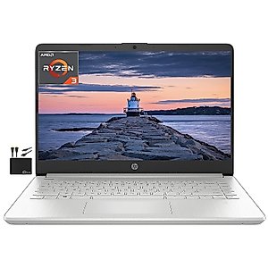 HP 2022 Newest 14'' HD Laptop Computer, AMD Ryzen 3 3250U (Upto 3.5GHz, Beat i5-7200U), 8GB RAM, 256GB SSD, HD Webcam, WiFi, Bluetooth, HDMI, USB-A&C, 10+ Hours Battery, Win 11+Marxsolcables