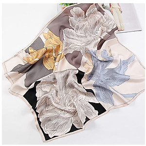 100% Pure Mulberry Silk Medium Square Scarf Head Scarf for Women 27"'x27"(in) Natural Silk Neckerchief Printed Headscarf with Gift Packed (5)
