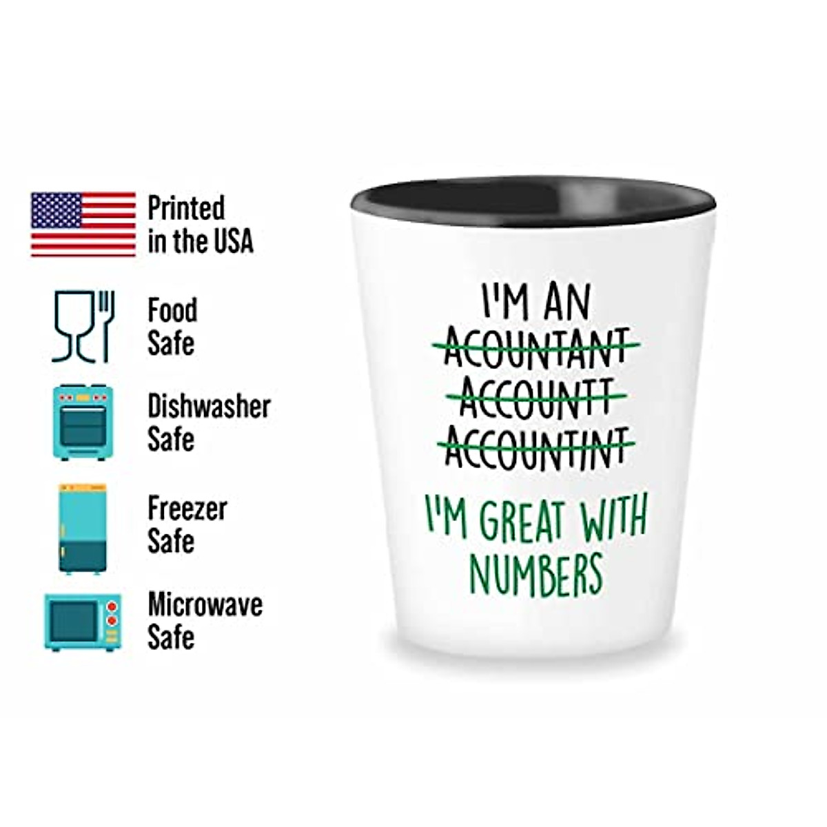 Bubble Hugs Accounting Shot Glass 1.5oz - Great with Numbers - Accountant CPA Auditor Employee Coworker Bookkeeper Finance