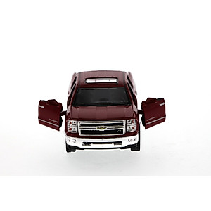 KiNSMART 2014 Chevrolet Silverado LTZ Crew Cab 4x4 1:46 Scale 5 Inch Diecast Metal Model Pick-up Truck Red