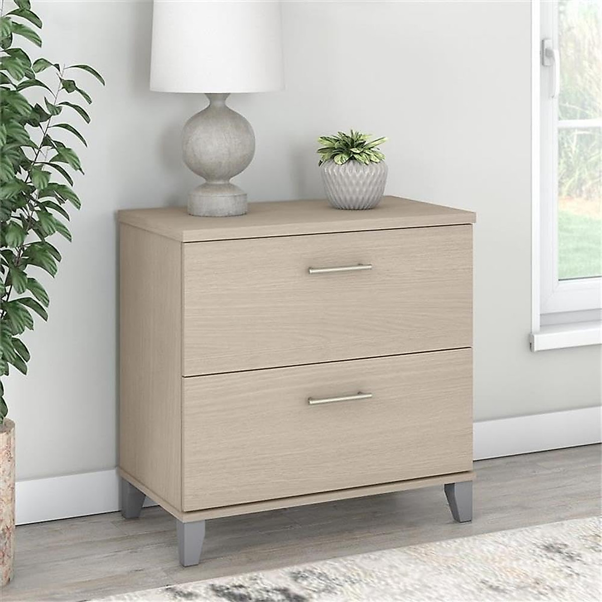 Pemberly Row 2 Drawer Lateral File Cabinet in Sand Oak - Engineered Wood