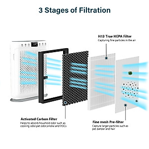 2 Packs E-200 H13 True HEPA Replacement Filter Compatible with LUNINO E-200 Air Cleaner Purifier for Home Large Room up to 1740sq.ft with Extra 4 pcs Aroma Pads