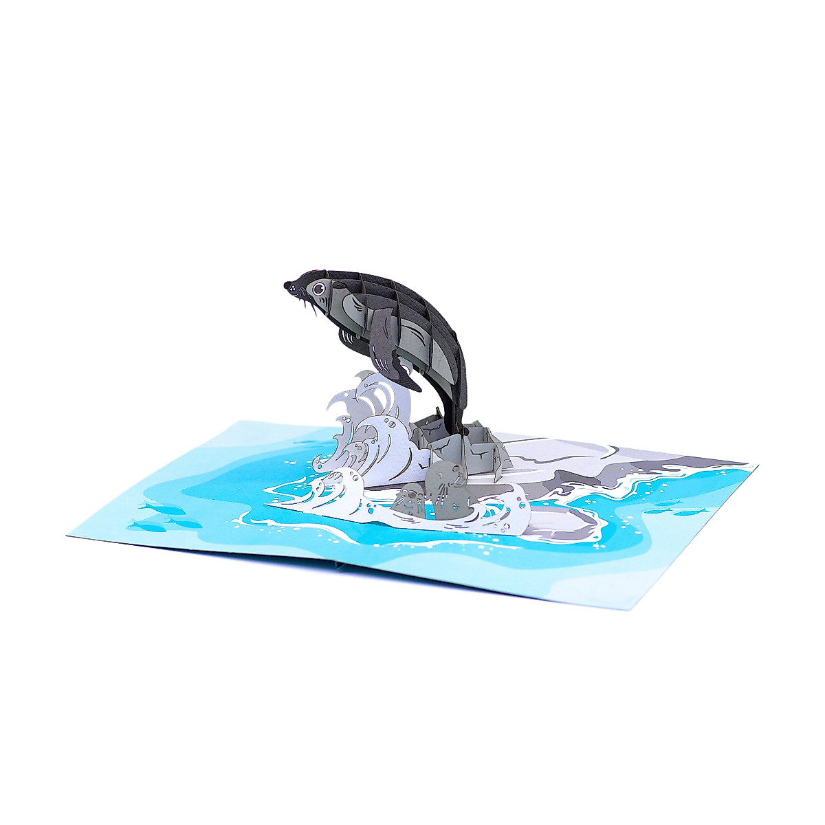Ocean Animals - 3D Pop Up Greeting Card For All Occasions - Love, Birthday, Christmas, Good luck, Father's Day, Mother's Day - Message Note for Personalized - Thick Envelope, Fold Flat (Seal)