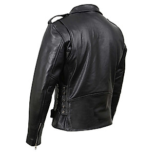Milwaukee Leather SH1011 Black Classic Brando Motorcycle Jacket for Men Made of Cowhide Leather w/Side Lacing - Medium