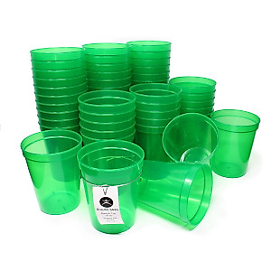 Rolling Sands 16 Oz Reusable Plastic Stadium Cups, Bulk 50 Pk, USA Made, BPA-Free Dishwasher Safe Plastic Tumblers, Translucent Green