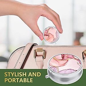 Nipichsha Pill Box, Small Pill Case for Purse & Pocket, Cute Medicine Organizer Travel Pillbox, Portable Pill Container Holder to Hold Vitamins, Medication, Fish Oil and Supplements, Pink Marble