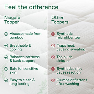 Ultra Soft Queen RV Size Mattress Topper - Viscose Made from Bamboo Pillow Top Mattress Pad for Back Pain Relief - Naturally Cooling for Hot Sleepers, Green