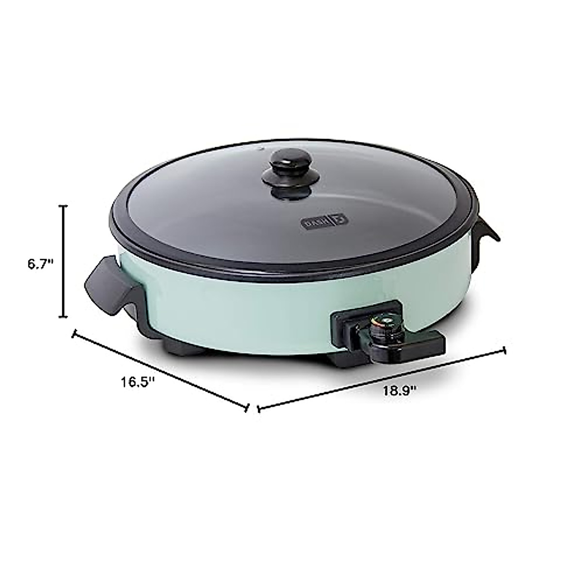 Dash Family Size Electric Skillet with 14 inch Nonstick Surface + Recipe Book for Pizza, Burgers, Cookies, Fajitas, Breakfast & More, 20 Cup Capacity, 1400-Watt - Aqua