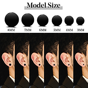 FIBO STEEL 3 Pairs Stainless Steel Black Stud Earrings for Men Women Hypoallergenic Mens Earrings Stud Set, Black Square Round Diamond CZ Stud Earrings Pierced 6mm