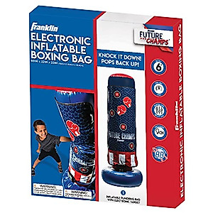 Franklin Sports Electronic Boxing Bag - Future Champs Inflatable MMA Kickboxing Bag - Toy Youth Equipment for Kids + Toddlers - 60" x 22"