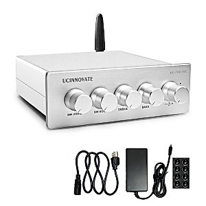 UCINNOVATE Bluetooth Stereo Audio Receiver Amplifier, Hi-Fi Class D Audio Amp with Subwoofer AUX Output, Bluetooth Power Amplifier 2.1 Channel Digital Amplifier for Home Speakers, 100W x 2 + 50W