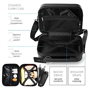 TRAVELARIM 22 Inch Carry On Luggage 22x14x9 Airline Approved, Carry On Suitcase with Wheels, Hard-shell Carry-on Luggage, Durable Luggage Carry On, Black Small Suitcase with Cosmetic Carry On Bag