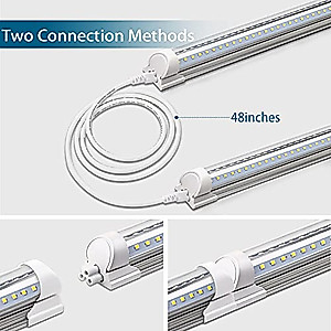 Barrina LED Shop Light, 8FT 72W 9000LM 5000K, Daylight White, V Shape, Clear Cover, Hight Output, Linkable Shop Lights, T8 LED Tube Lights, LED shop lights for garage 8 foot with plug (Pack of 10)