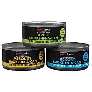 Steven Raichlen's Planet Barbecue Tri Variety Pack Smoke in a Can - Apple, Mesquite, Hickory - Turn Any Grill into a Smoker - Easily Infuse Natural Wood Flavor into Food - Disposable Pellet Smoker Box