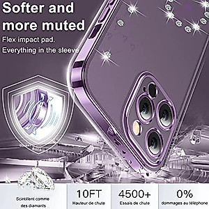 Crystal Bumper Case for iPhone 14 Pro Max Phone Case Clear Slim Silicone Transparent Cute Diamond Flowers 14 Pro Max Case Shockproof Apple Protective Cover para iPhone 14 Pro Max Cases for Women