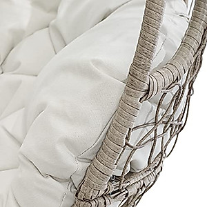 Crosley Furniture KO70230LB Cleo Indoor/Outdoor Wicker Hanging Egg Chair with Stand, Light Brown with Sand Cushions