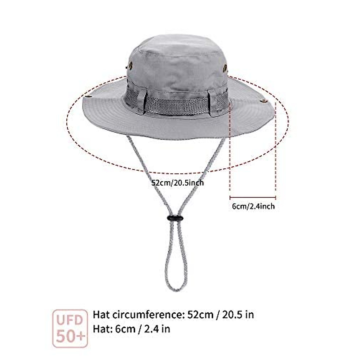 Boao 2 Pieces Sun Hats for Men Women Wide Brim Safari Bucket Hat Boonie Hat UV Protection Fishing Hiking Summer(Black, Khaki)