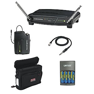 Audio-Technica ATW-901A/G System 9 VHF Wireless Unipak System with AT-GcW Guitar/Input Cable, GM-1W Mobile Pack & 4-Hour Rapid Charger Kit