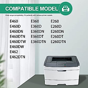 DOPHEN 1 Pack E260A11A - E260 E360 E460 E462 Series Black Print Toner Cartridge Replacement for Lexmark E260 E360 E460 E462 Series Printers (3,800 Pages)